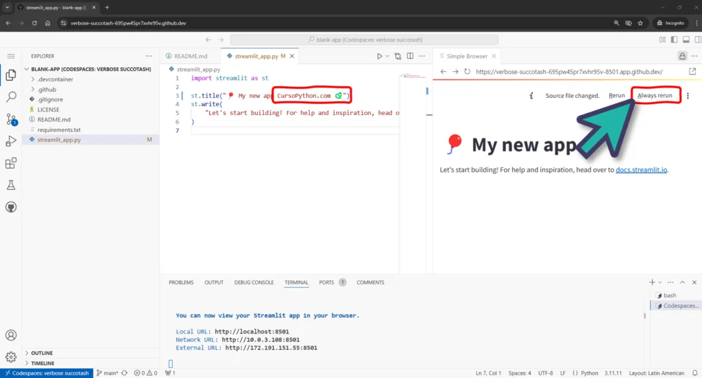Mi Primera Aplicación con Streamlit Usando GitHub Codespaces - CursoPython.com